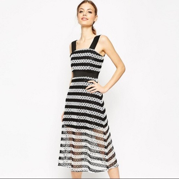 ASOS | Dresses | Asos Black And White Striped Lace Dress | Poshmark